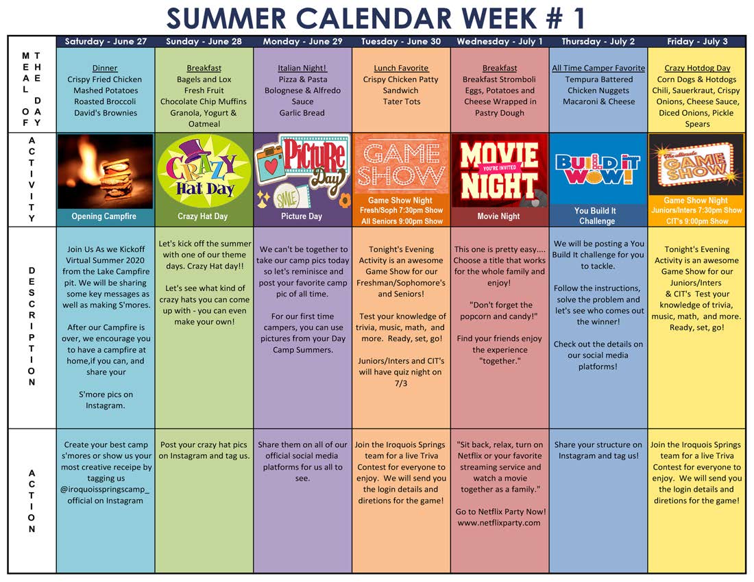 2020 Calendar of Events | Iroquois Springs